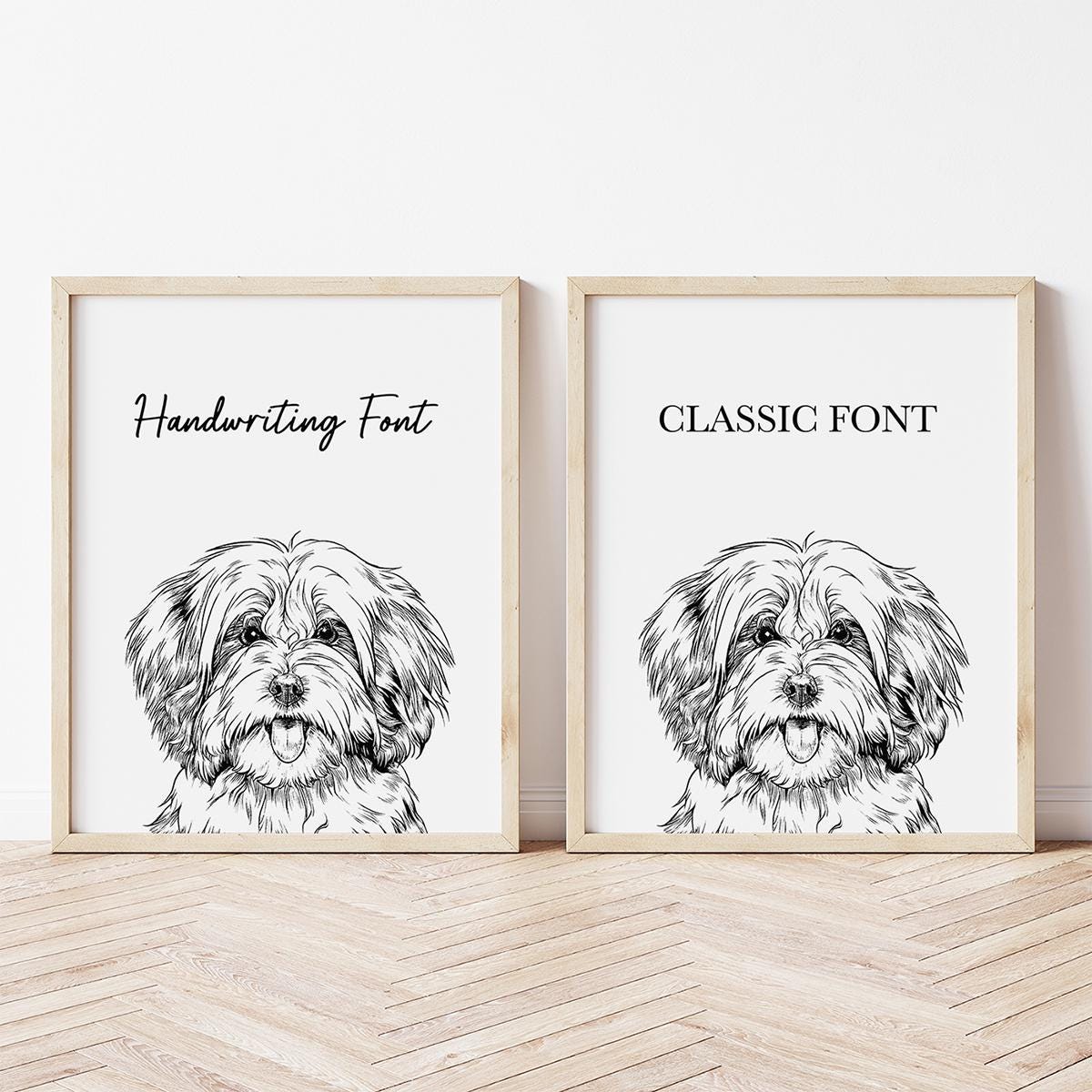 Custom Dog Portrait Print, Custom Pet Portrait Drawing, Personalized ...