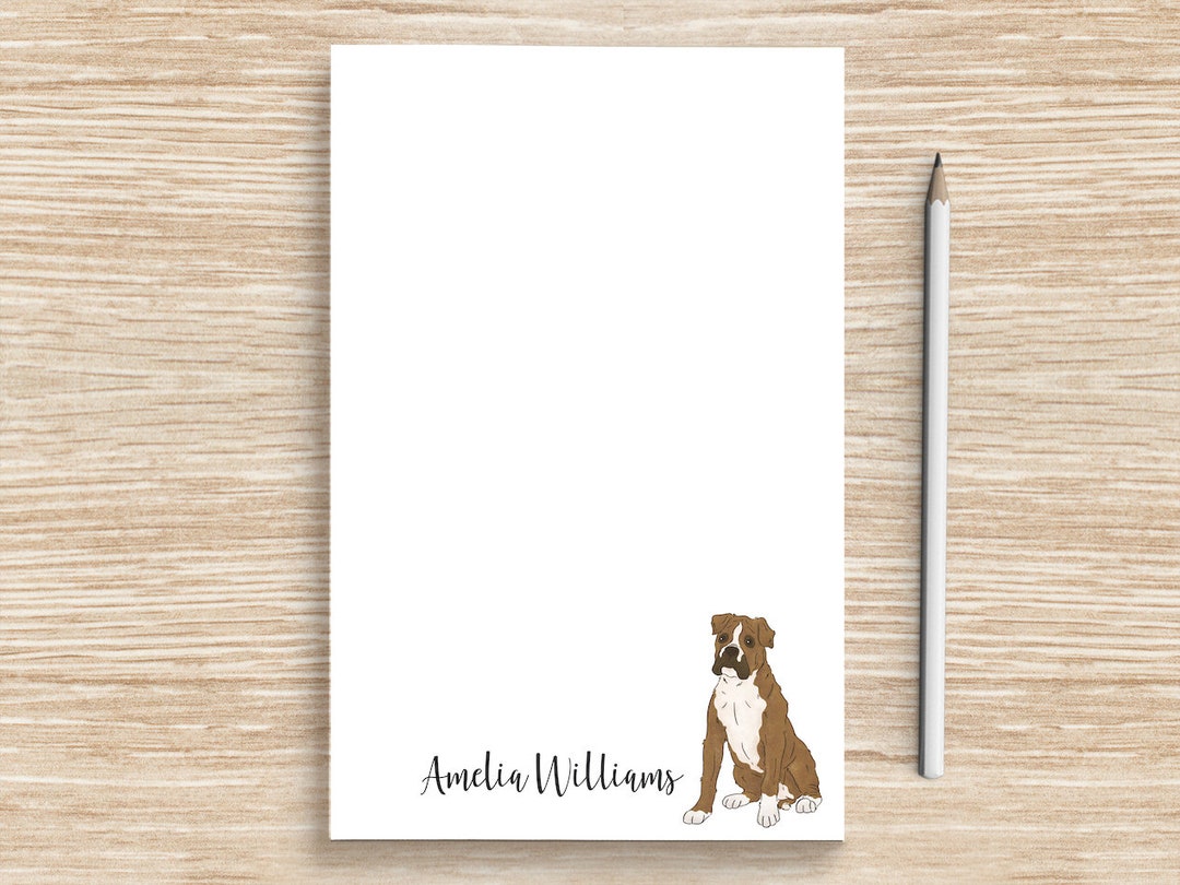 Boxer Dog Notepad, Personalized Dog Notepad, Custom Dog Stationery ...