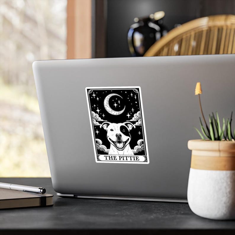 Pittie Sticker, Pit Bull Decal, Dog Tarot Card Sticker, Pitbull Mom ...