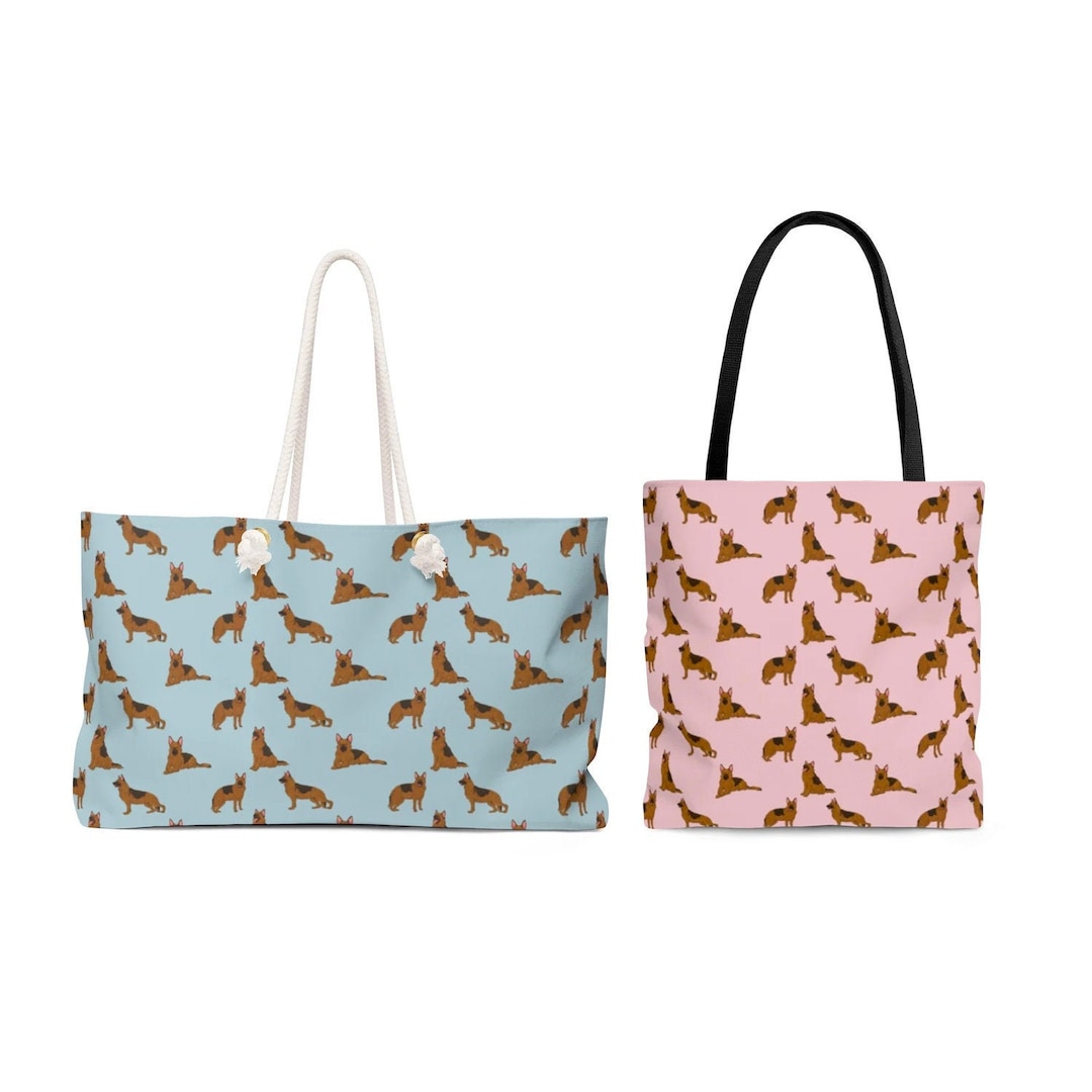 German Shepherd Tote Bag, GSD Dog Pattern Weekender Bag for Women, Cute ...