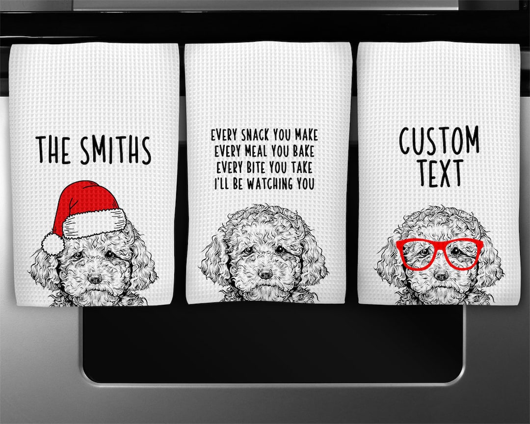 Cavapoo Kitchen Towel, Christmas Tea Towel, Funny Doodle Dog Hand ...