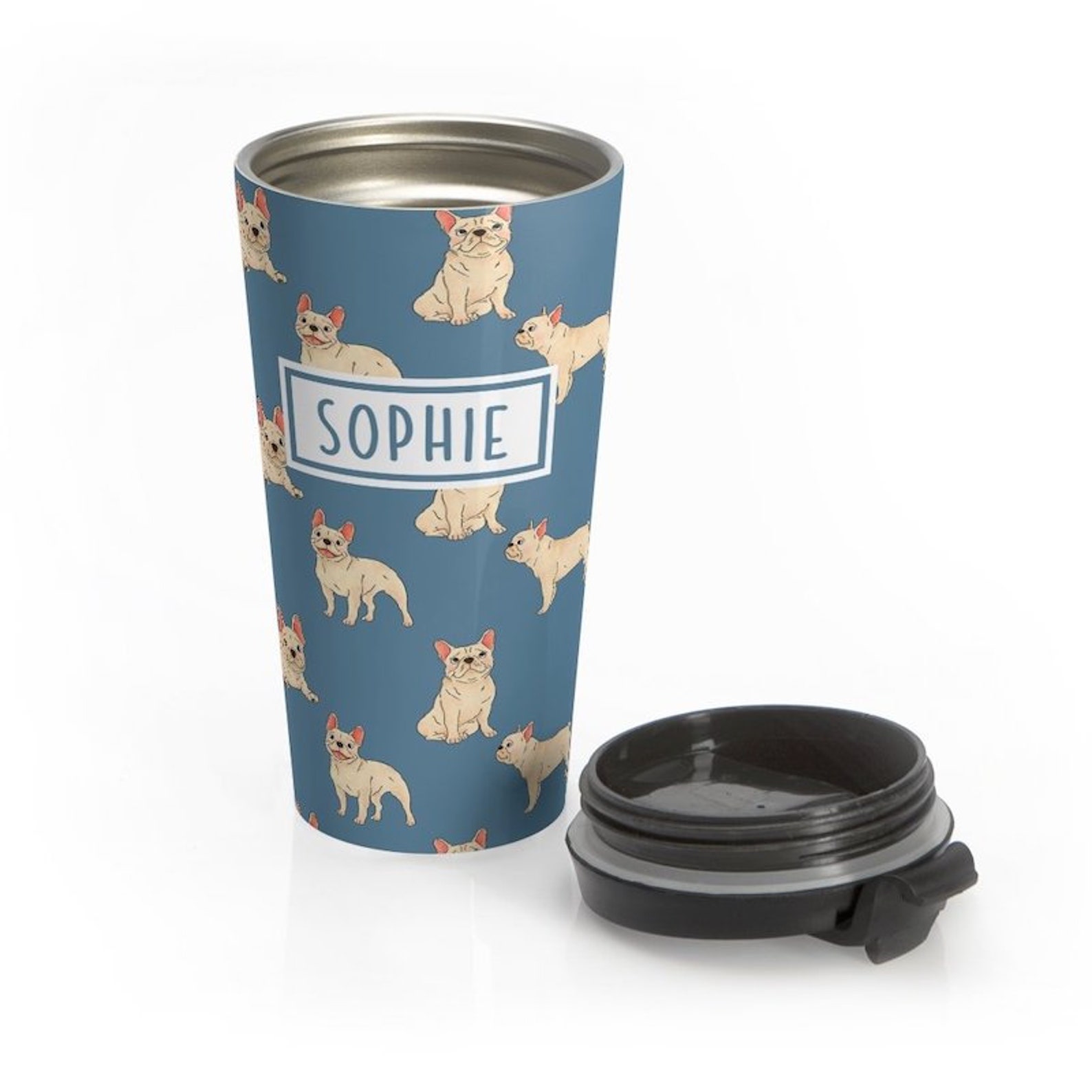 French Bulldog Personalized Travel Mug Frenchie Dog Stainless - Etsy