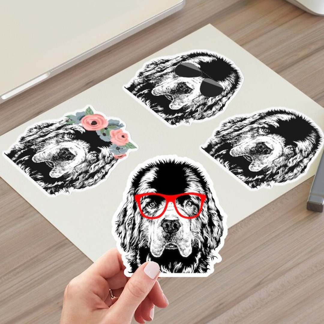 Newfie Sticker Sheet, Newfoundland Dog Vinyl Stickers, Floral ...