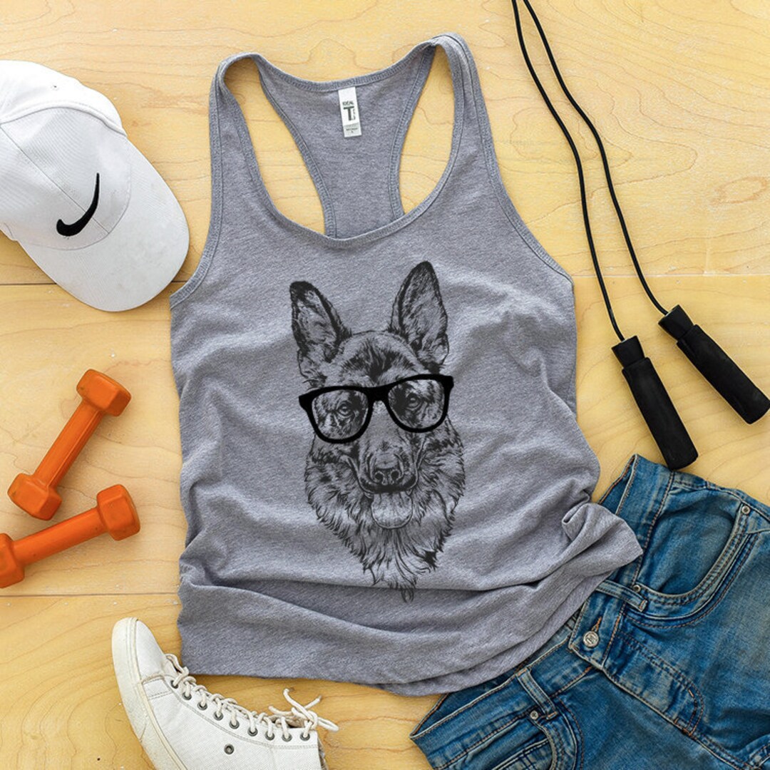 German Shepherd Tank Top, Hipster Nerdy Dog Yoga Workout Tank Top for ...
