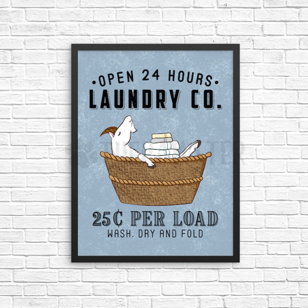 Goat Laundry Sign, Farm Animal Laundry Room Decor, Wash Dry Fold Wall ...