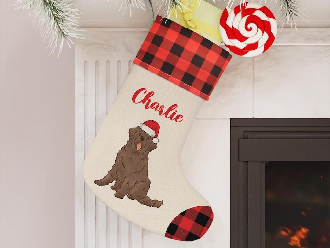 Newfie Stocking, Custom Newfoundland Dog Christmas Stocking ...