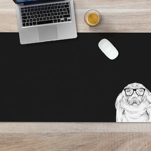 Manatee Large Desk Mat, Animal Mousepad, Black Desk Pad, Mouse Pad or Keyboard Wrist Rest ...