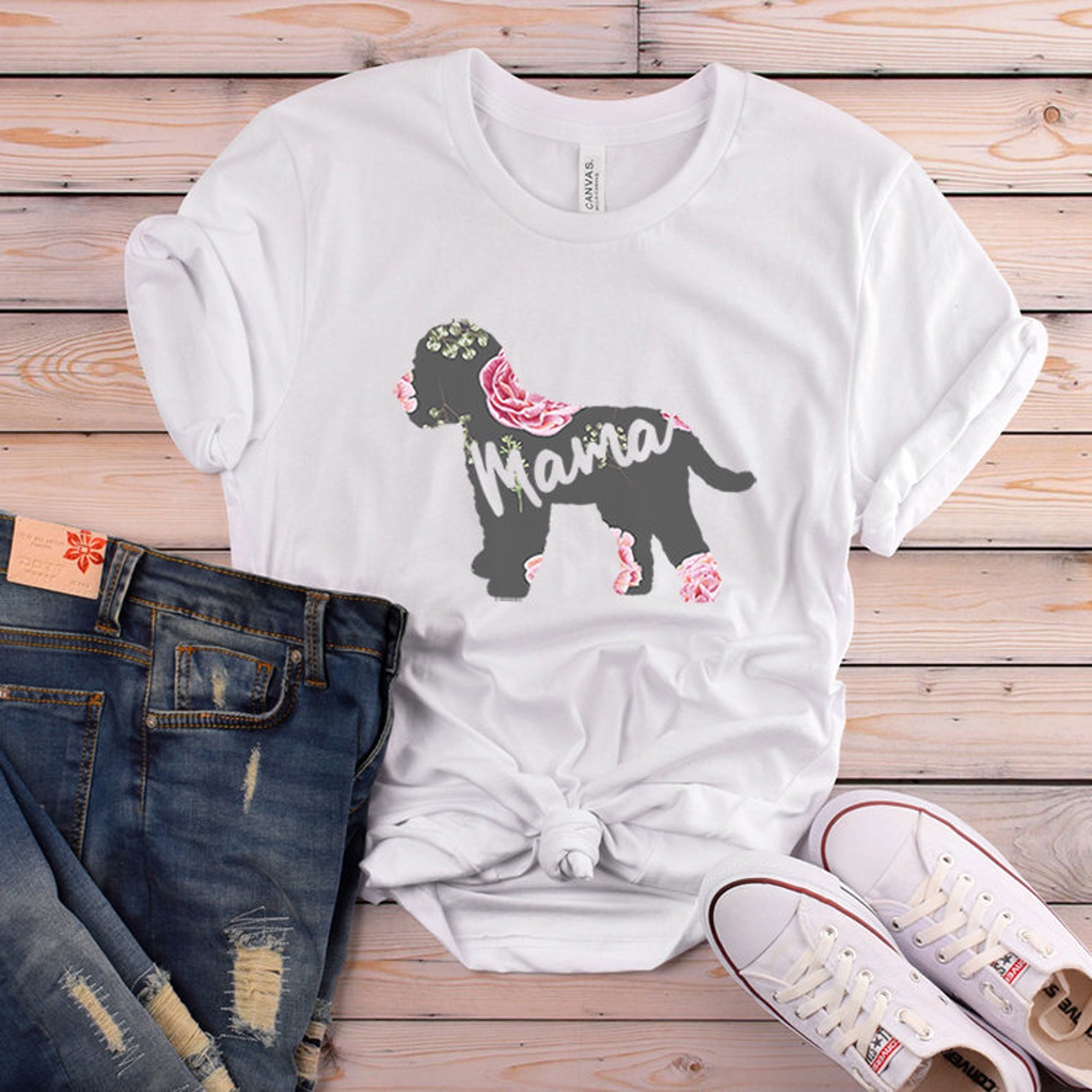 Cockapoo Mama T-shirt Dog Mom Tshirt Floral Dog Silhouette - Etsy