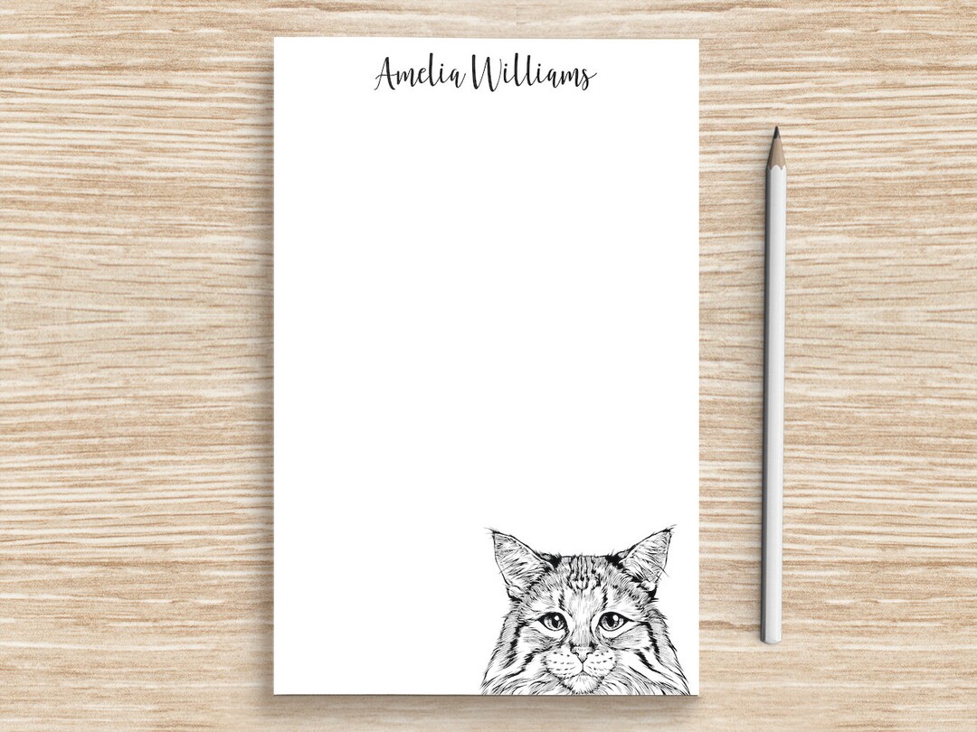 Norwegian Forest Cat Notepad, Personalized Cat Notepad, Custom Cat ...
