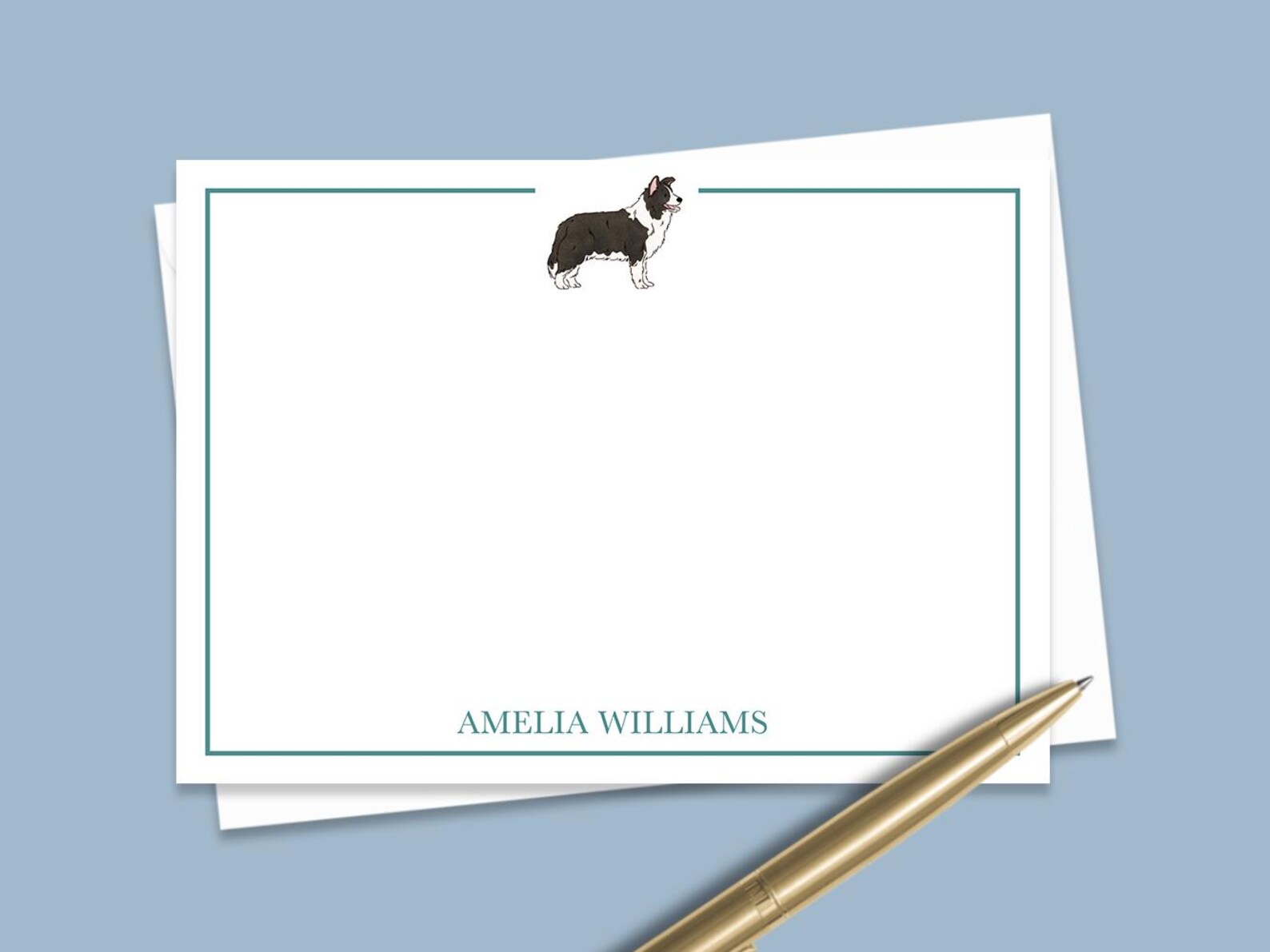 Custom Border Collie Note Cards, Personalized Dog Notecard Set ...