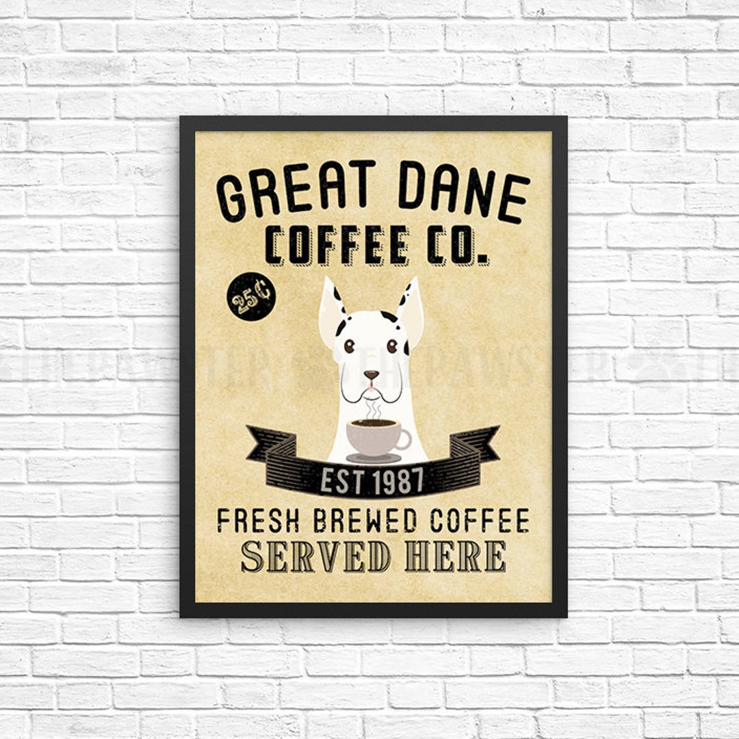 Coffee Wall Decor, Great Dane Kitchen Art Print, Dog Coffee Wall Art ...