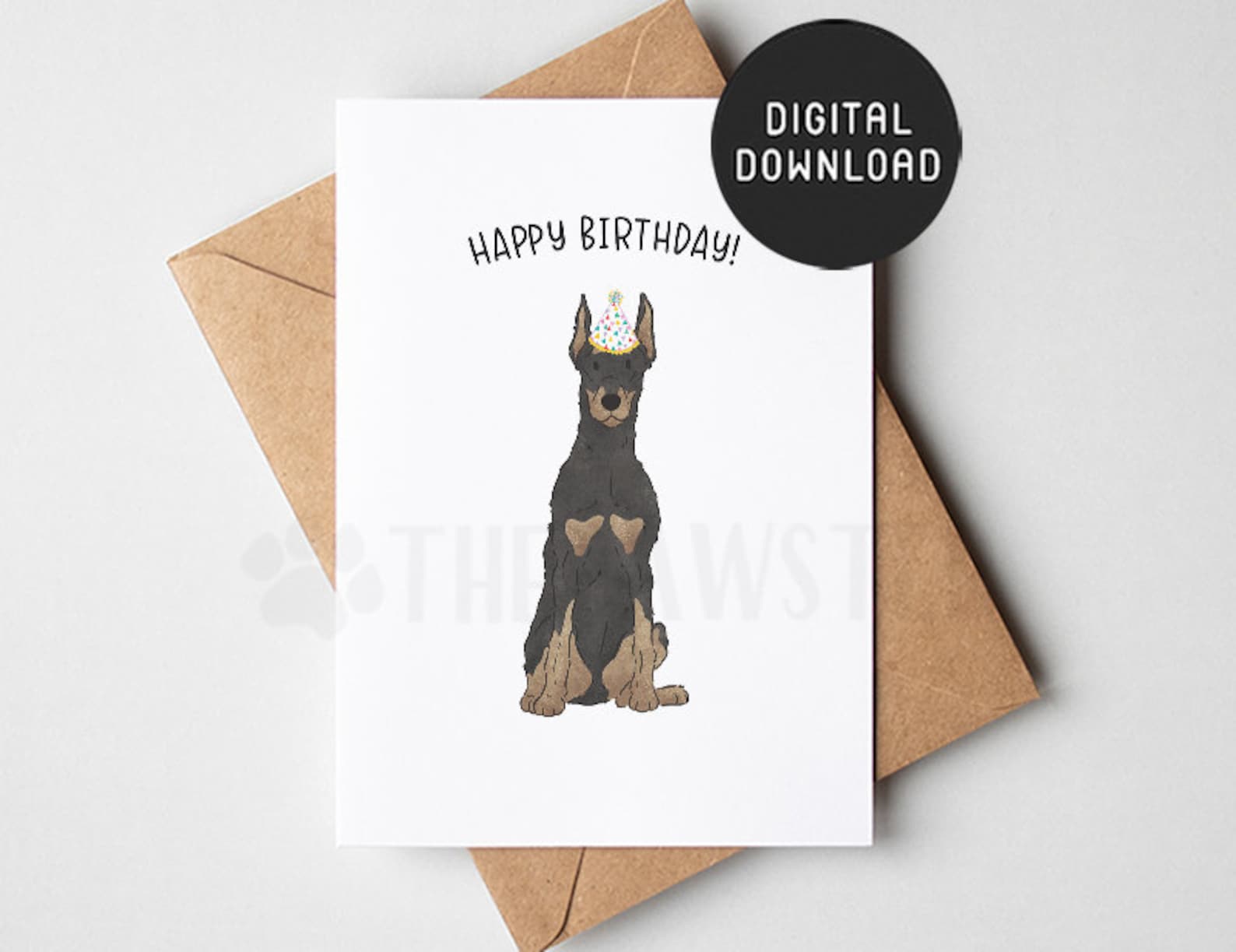 PRINTABLE Doberman Birthday Card, Happy Birthday Card From Dog, Dobie ...