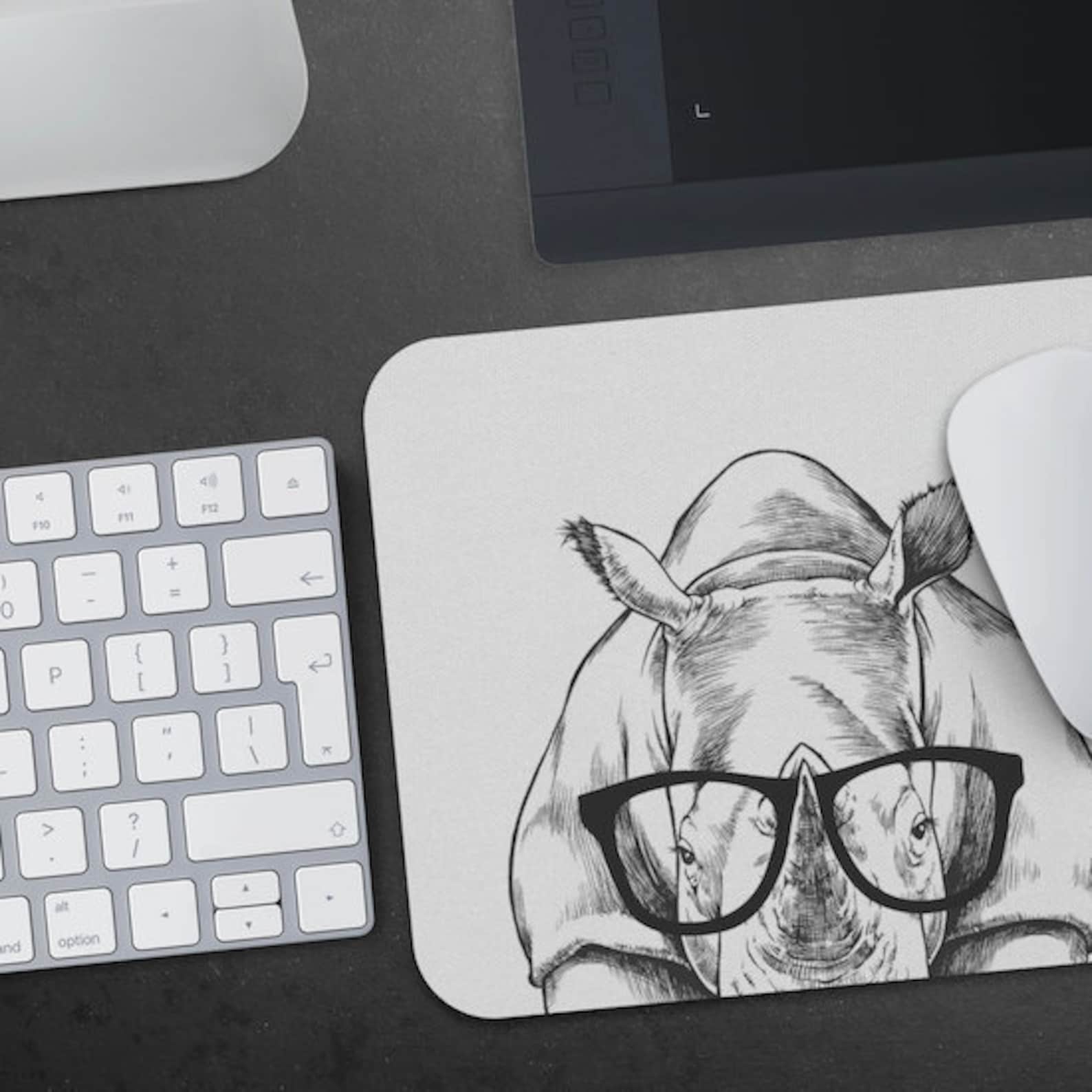 Rhino Mousepad Hipster Nerdy Animal Mouse Pad Rhinoceros - Etsy