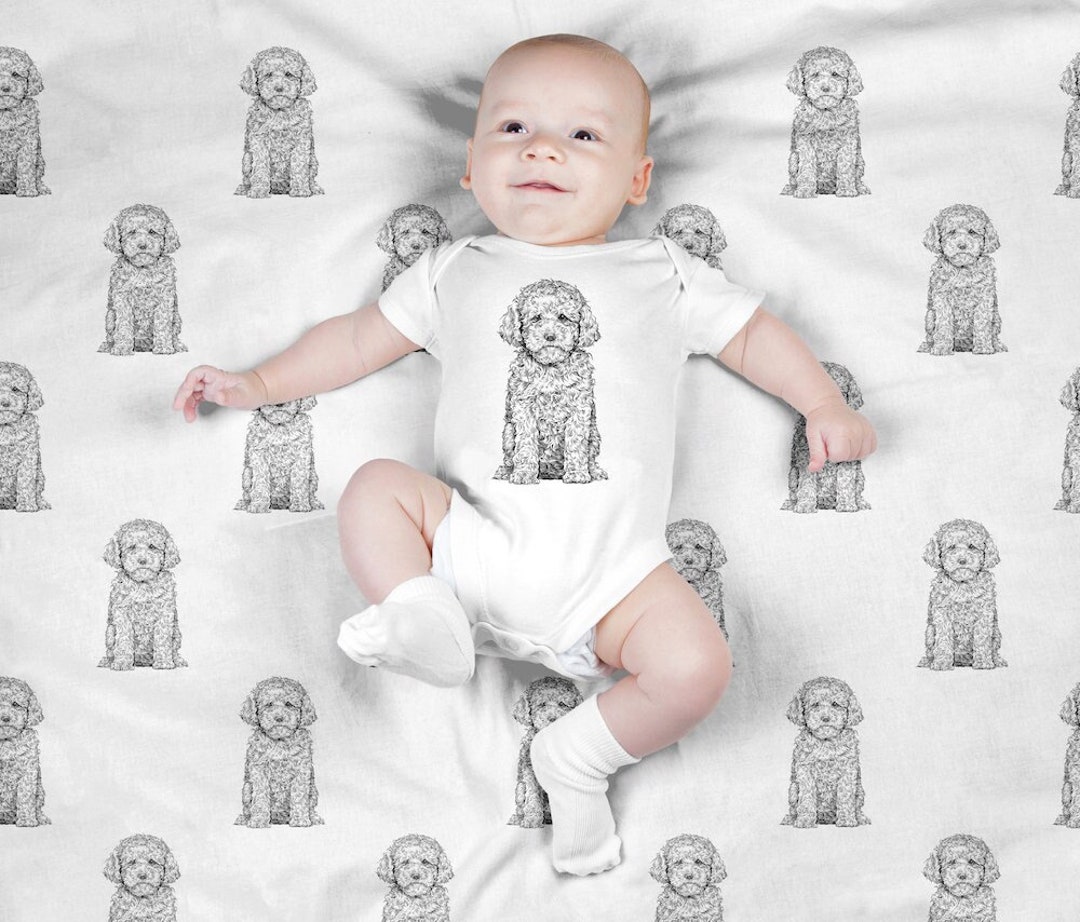 Cavapoo Baby Blanket, Doodle Dog Swaddle Blanket Set, Newborn Photo ...