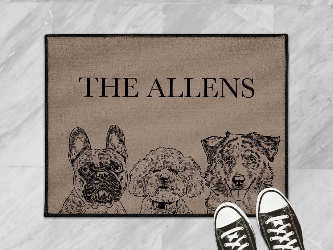 Custom Dog Portraits Doormat, Customized Pet Portrait Door Mat ...