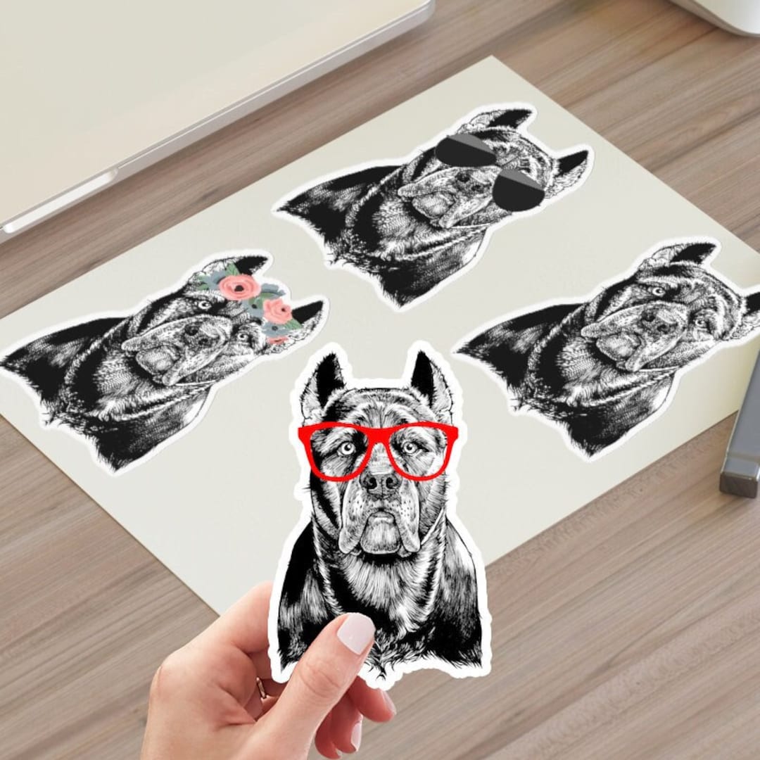 Cane Corso Sticker Sheet, Vinyl Stickers, Floral Sunglasses Dog Laptop ...