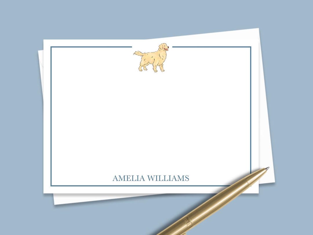Custom Golden Retriever Note Cards, Personalized Dog Notecard Set ...