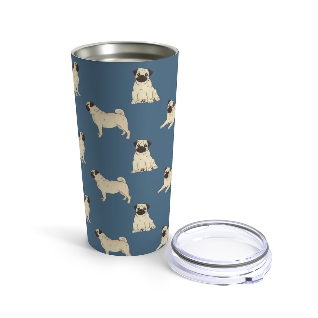 Pug Travel Mug, Dog Stainless Steel Coffee Tumbler, Insulated Travel ...