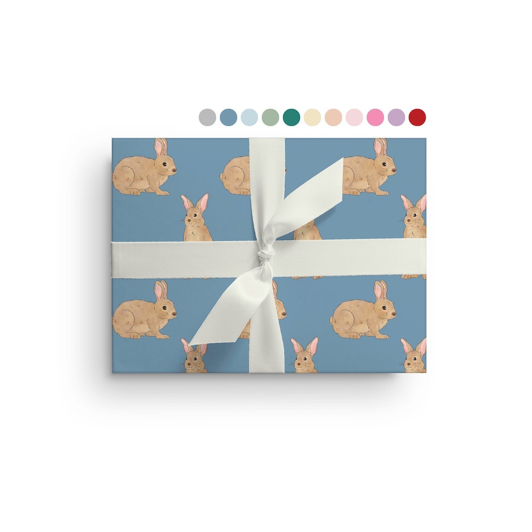 5 Sheets of Rabbit Wrapping Paper, Custom Bunny Mom Animal Wrapping ...