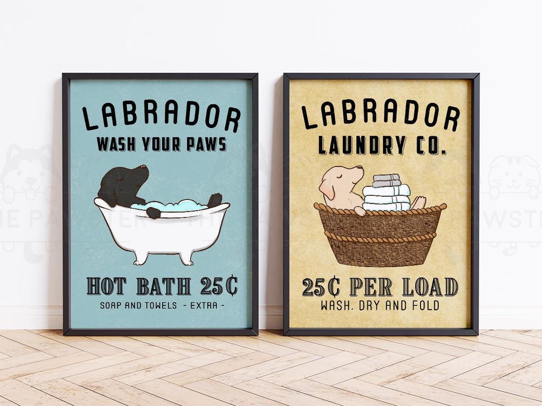 Labrador Retriever Wall Decor, Black Lab Bathroom Art, Funny Yellow ...