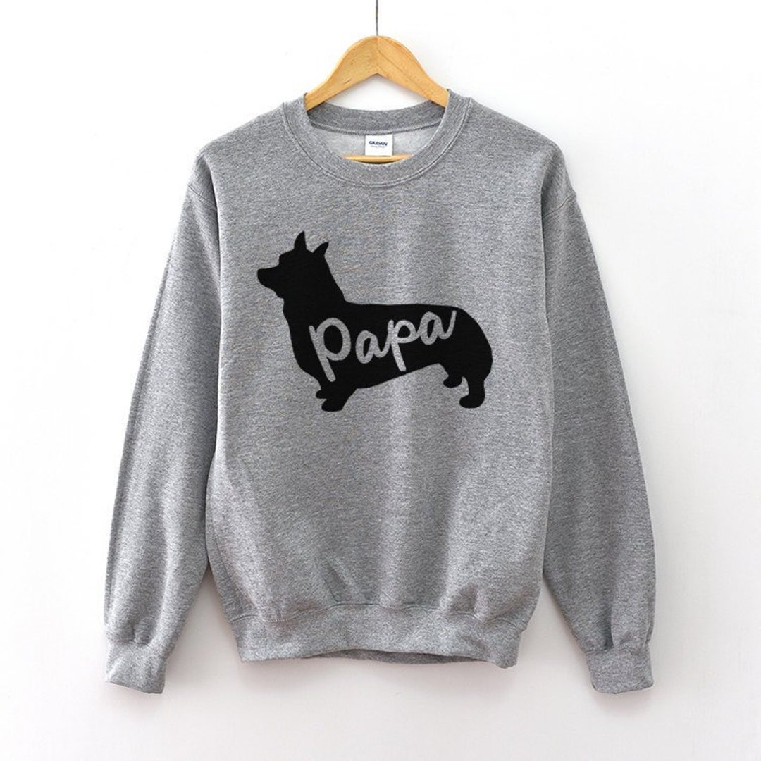 Corgi Papa Sweatshirt, Corgi Dad Hoodie, Dog Silhouette Crewneck ...
