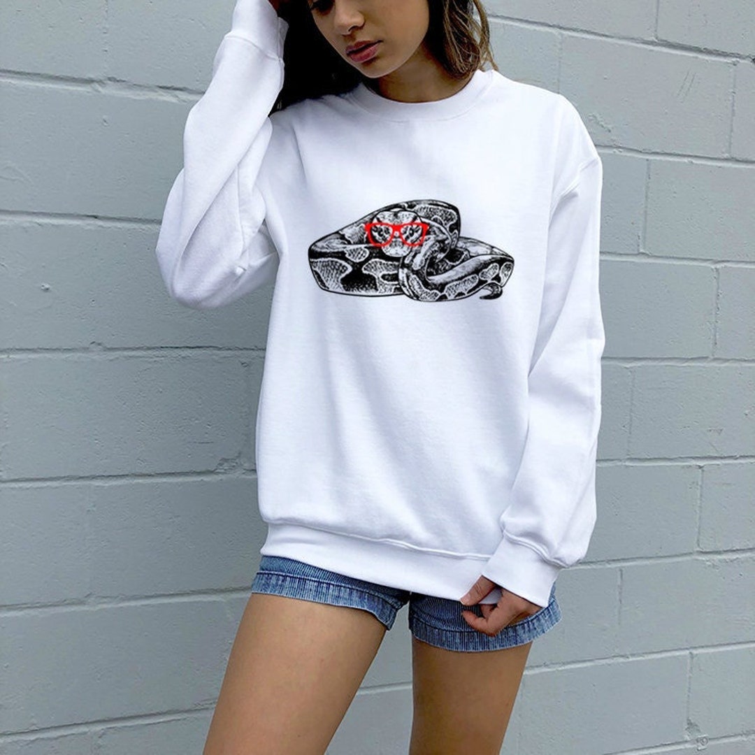 Ball Python Sweatshirt, Hipster Snake Hoodie, Glasses Nerdy Reptile ...