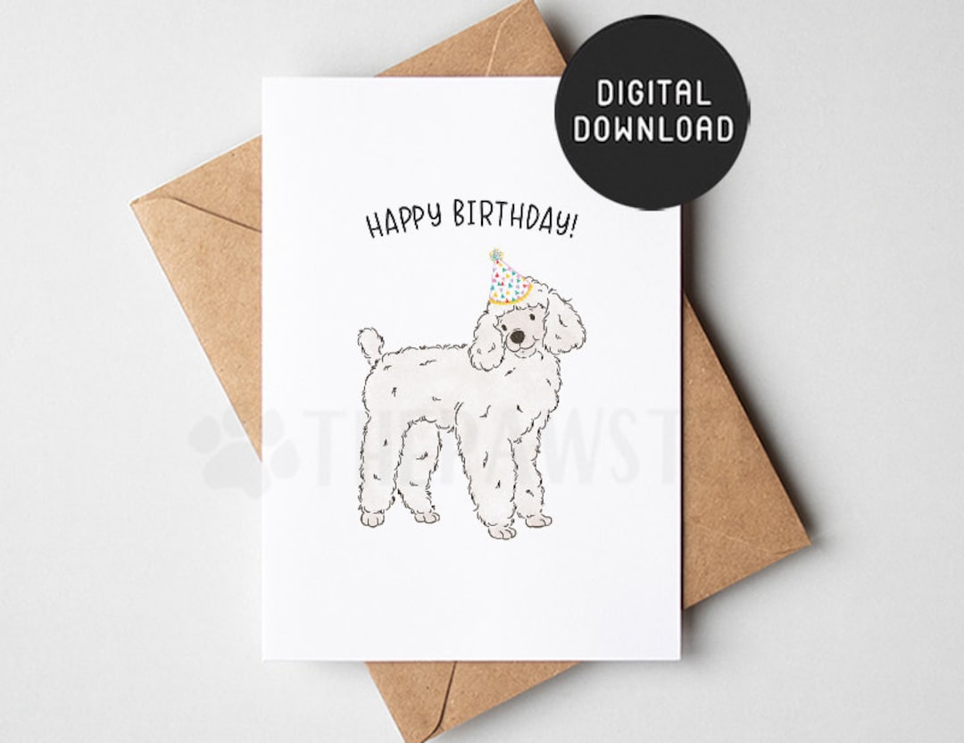 PRINTABLE Poodle Birthday Card, Happy Birthday Card From Dog, Dog Mom ...