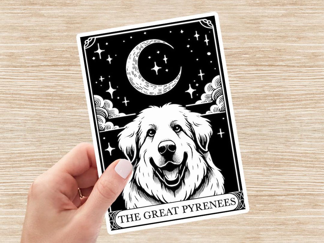 Great Pyrenees Sticker, Great Pyrenees Decal, Dog Tarot Card Sticker ...