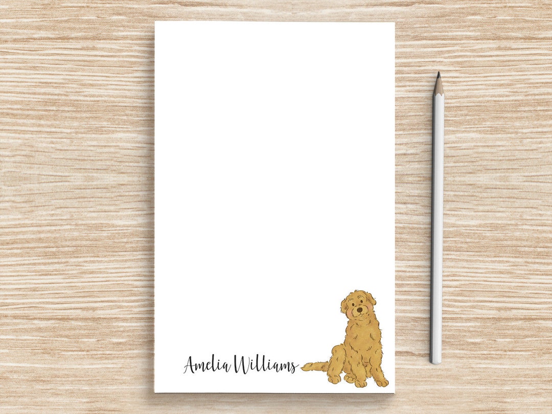 Goldendoodle Notepad, Personalized Doodle Dog Notepad, Dog Stationery ...