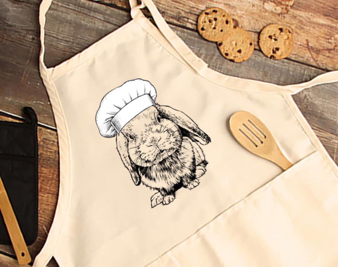 Rabbit Apron, Bunny Mom Aprons With Pockets, Pet Animal Cooking Baking ...