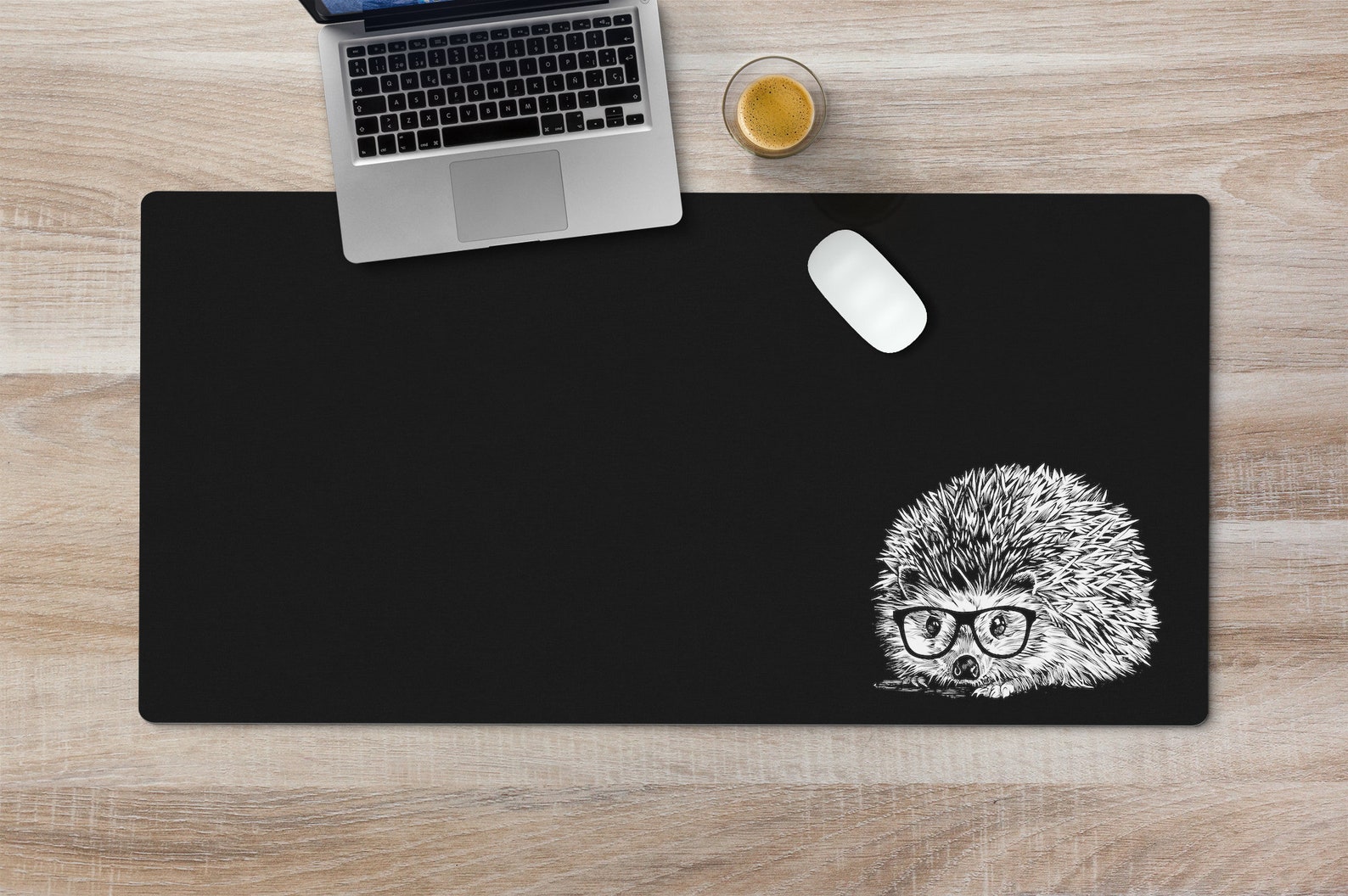 Hedgehog Large Desk Mat, Animal Mousepad, Black Desk Pad, Mouse Pad or ...