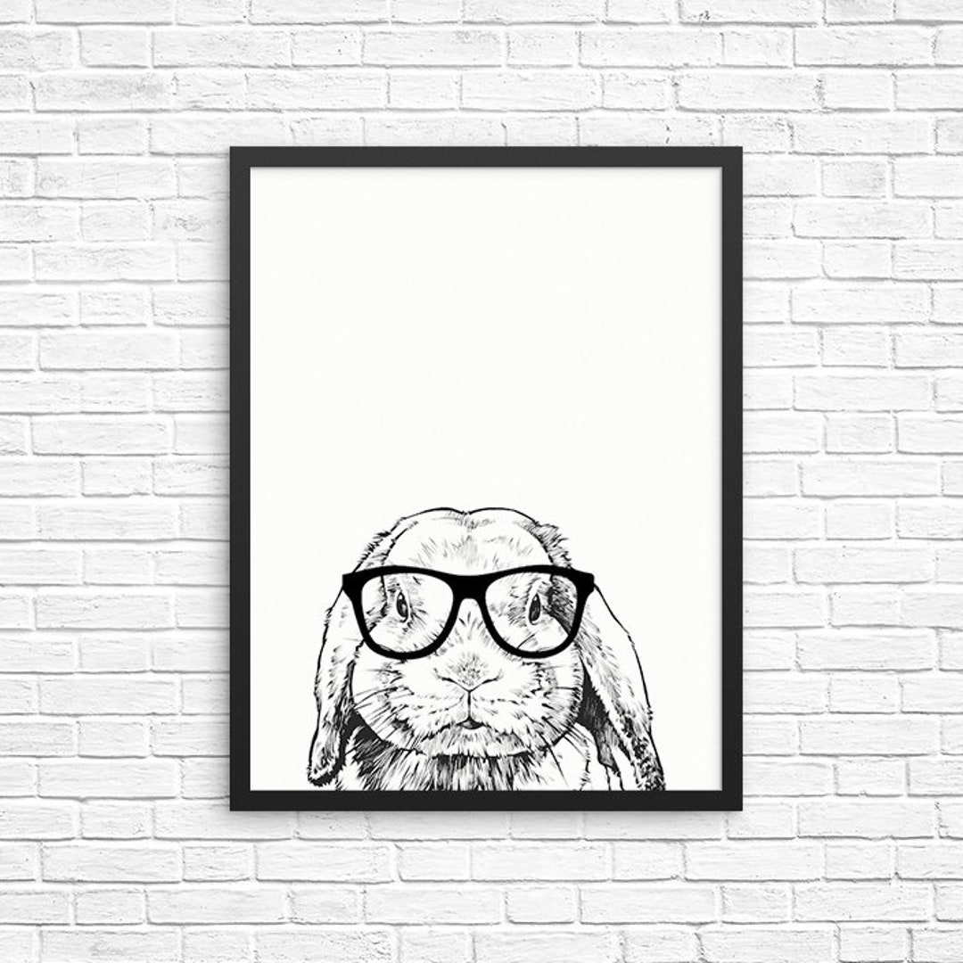 Rabbit Wall Art, Bunny Print, Rabbit Decor, Pet Animal Prints, Sign ...