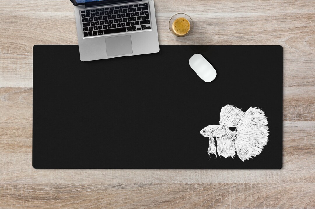 Betta Fish Large Desk Mat, Animal Mousepad, Black Desk Pad, Mouse Pad ...