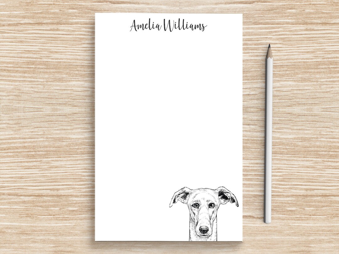 Greyhound Notepad, Personalized Dog Notepad, Custom Dog Stationery ...