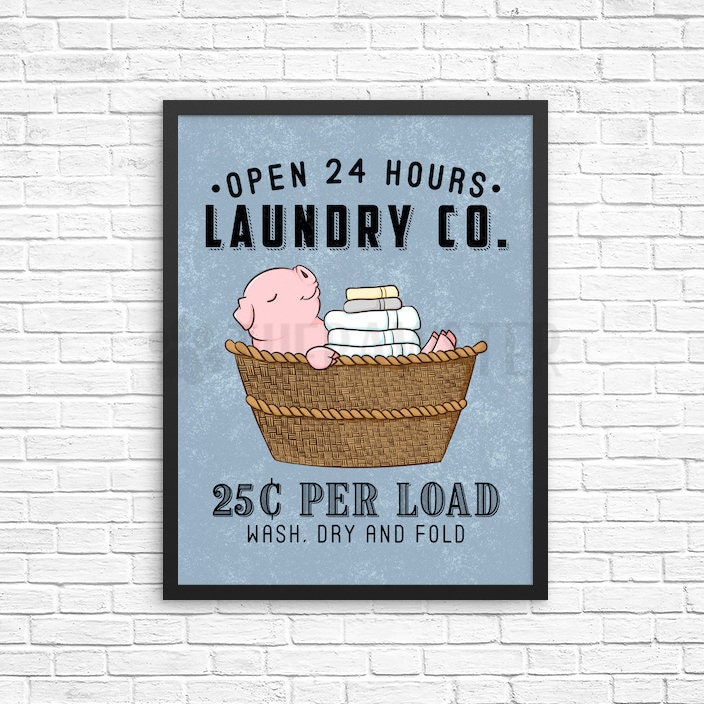 Pig Laundry Sign Farm Animal Laundry Room Decor Wash Dry | Etsy