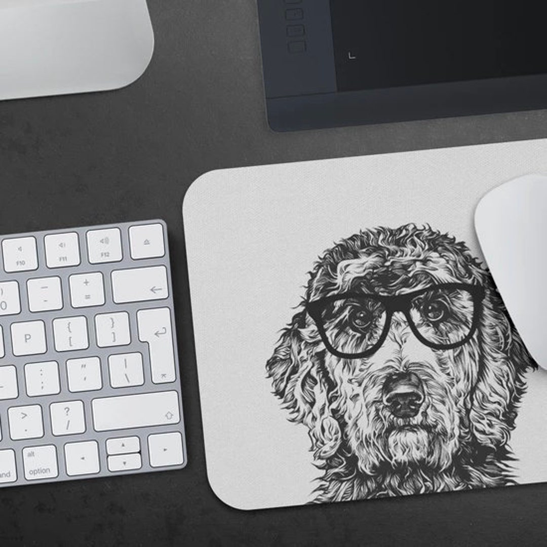 Goldendoodle Mousepad, Hipster Nerdy Dog Mouse Pad, Labradoodle Doodle ...