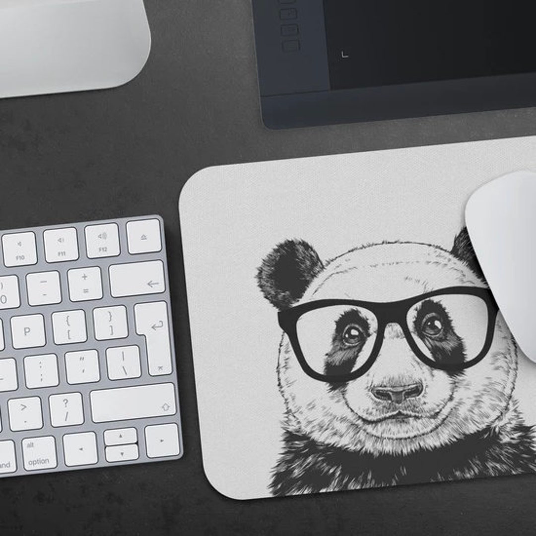 Panda Mousepad, Hipster Nerdy Animal Mouse Pad, Panda Gift Mousepads ...
