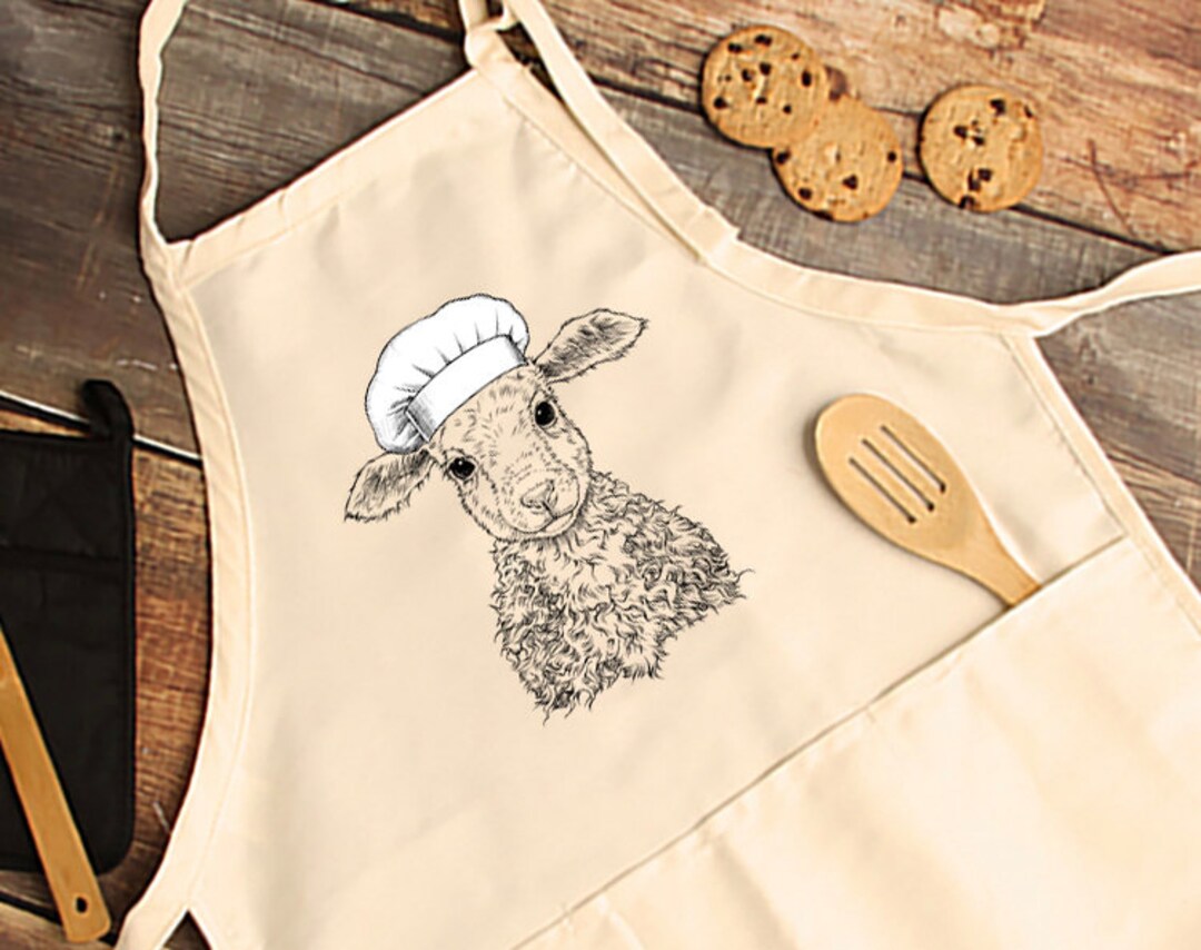Sheep Apron, Sheep Mom Aprons With Pockets, Farm Animal Cooking Baking ...