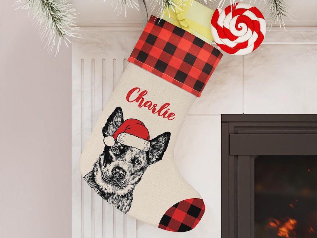 Custom Blue Heeler Stocking, Australian Cattle Dog Christmas Stocking ...