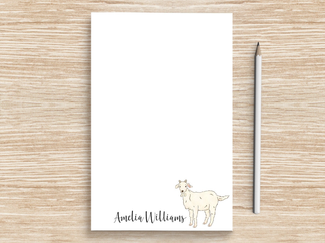 Goat Notepad, Personalized Farmhouse Notepad, Farm Animal Stationery ...