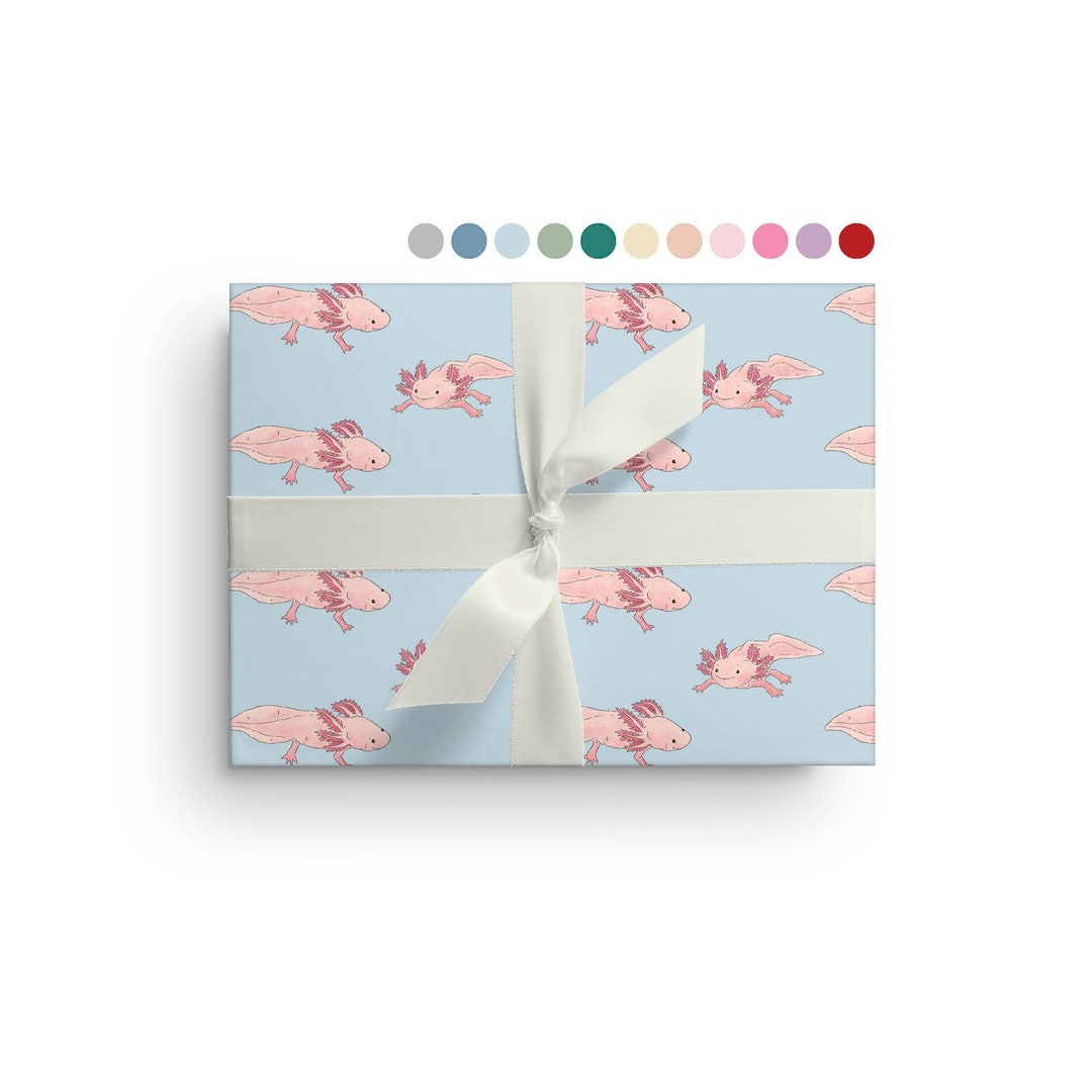 5 Sheets of Axolotl Wrapping Paper, Custom Salamander Animal Wrapping ...