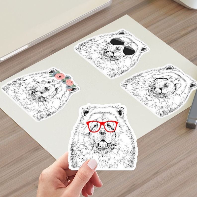 Chow Chow Sticker Sheet Vinyl Stickers Floral Sunglasses Dog - Etsy