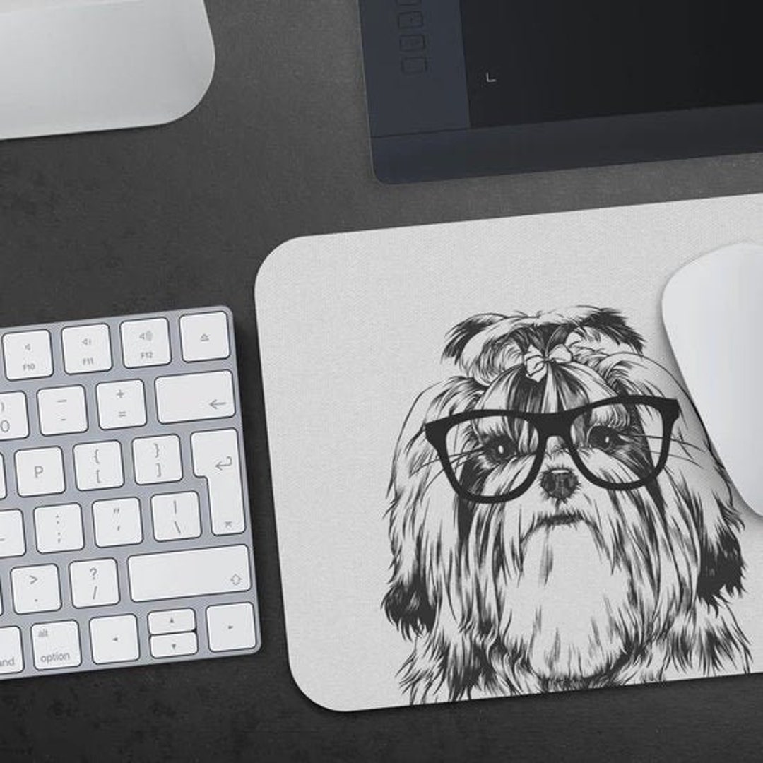 Shih Tzu Mousepad, Hipster Nerdy Dog Mouse Pad, Dog Lover Gift ...