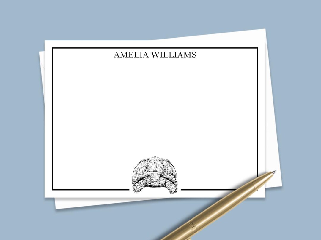 Custom Sulcata Tortoise Note Cards Gift, Personalized Animal Notecard ...