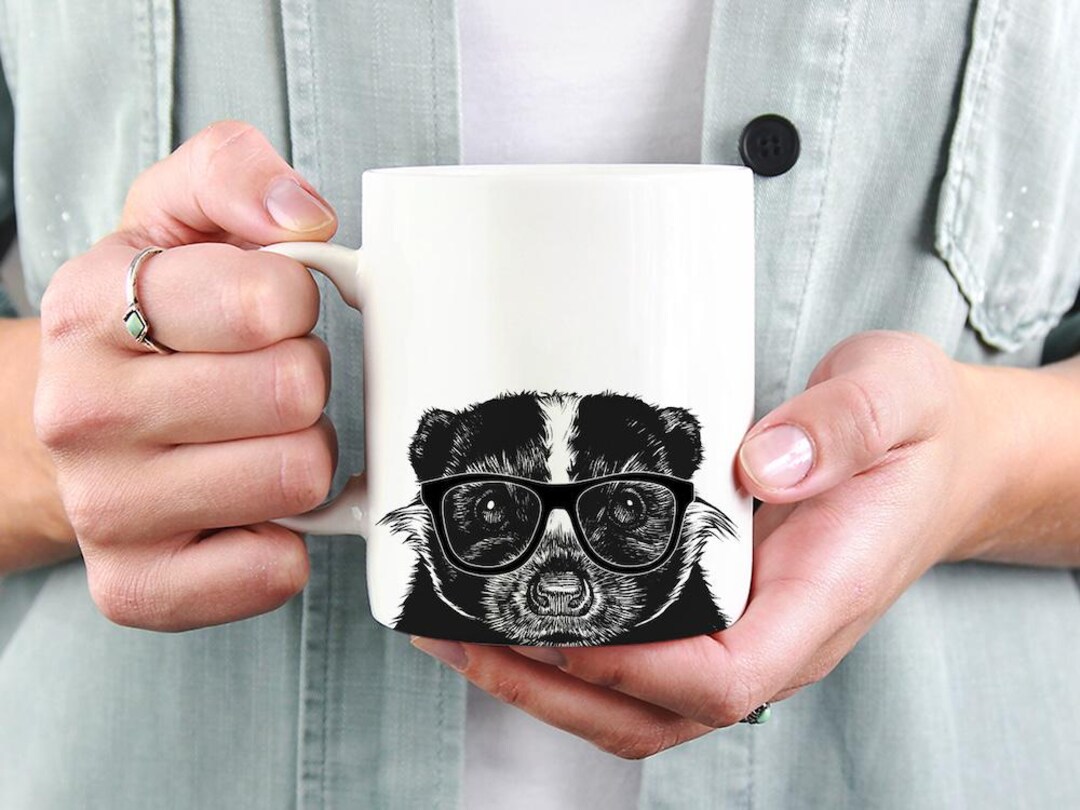 Skunk Mug, Animal Coffee Mugs, Hipster Nerdy Skunk Coffee Mug 15 Oz 11 ...