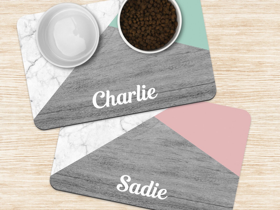 Custom Dog Mat, Wood Marble Print Personalized Pet Placemat, Custom ...