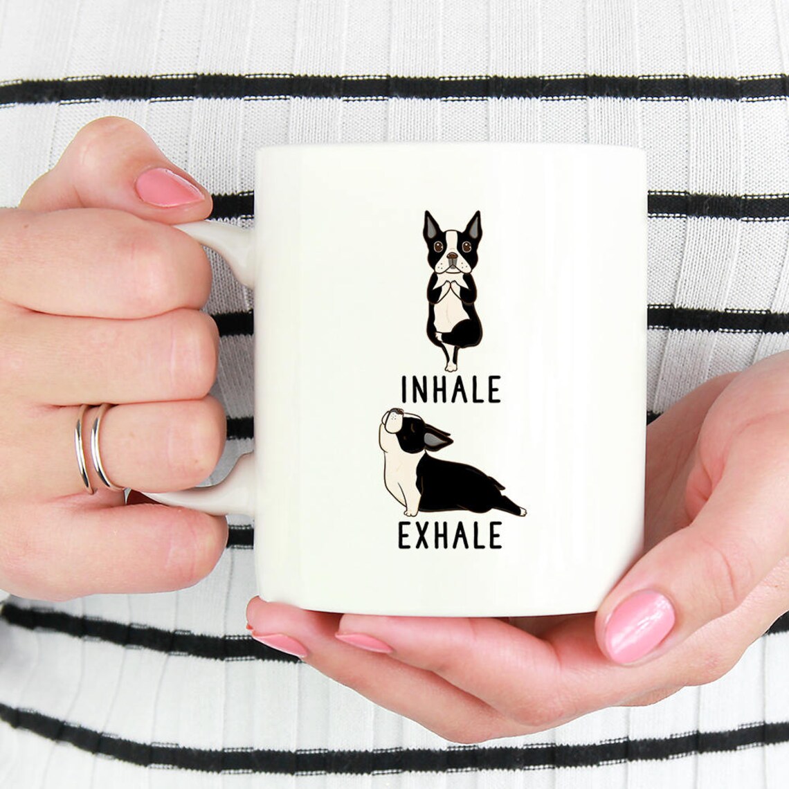 Inhale Exhale Boston Terrier Yoga Mug Dog 11 Oz Coffee Mugs | Etsy