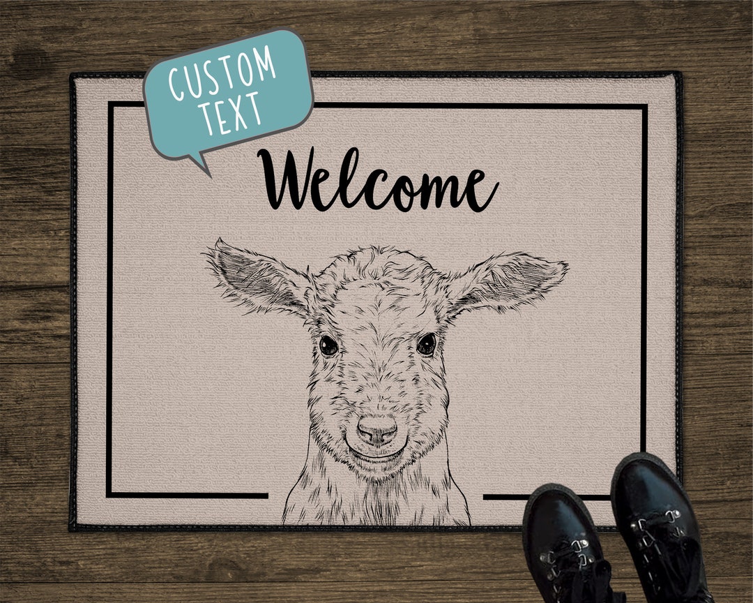 Baby Sheep Door Mat, Farm Animal Custom Farmhouse Doormat, Personalized ...