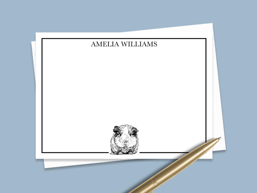 Custom Guinea Pig Note Cards Gift, Personalized Animal Notecard Set ...