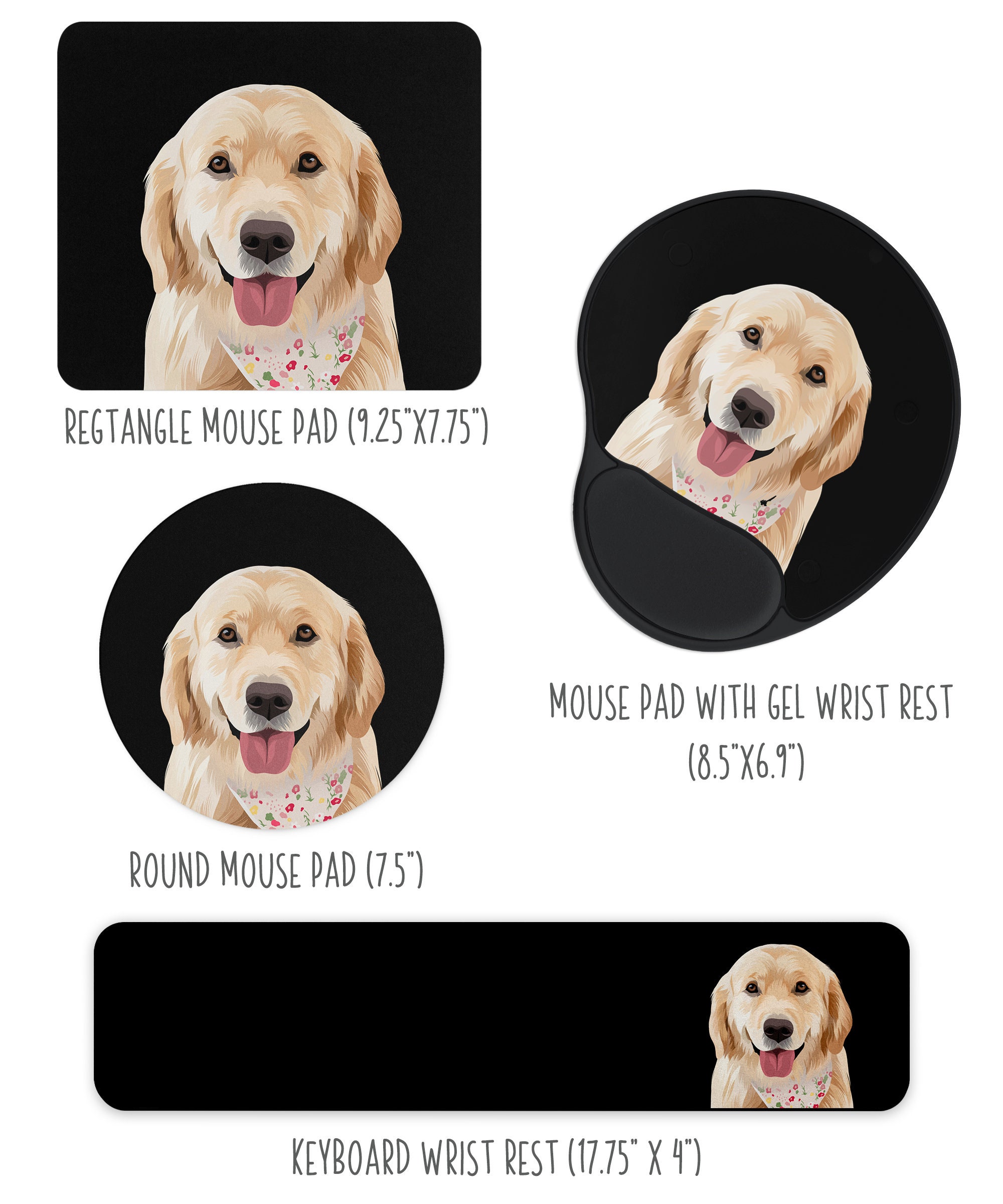 Custom Pet Portrait Desk Mat Personalized Dog Mom Mousepad | Etsy